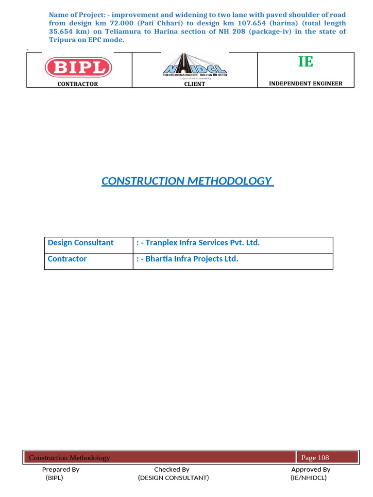 Construction_Methodology_-_Tripura BIPL | PDF | Road | Surveying