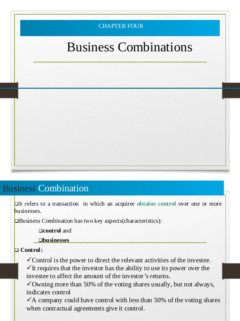 Advanced II - Chapter 4 Business Combination | PDF | Mergers And ...