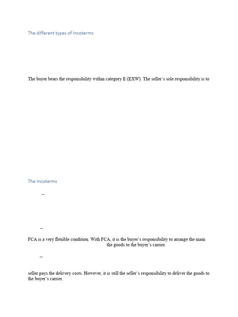 Types and Categories of Incoterms | PDF | Logistics | Supply Chain ...