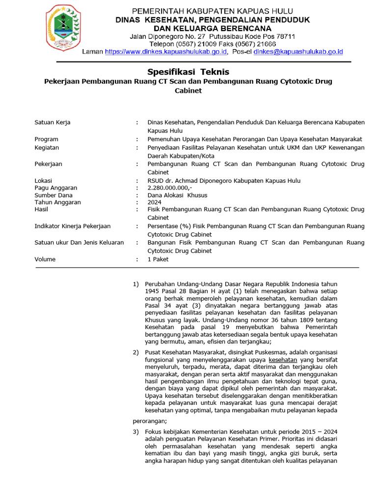KAK Ruang CT Scan Dan Cytotoxic | PDF