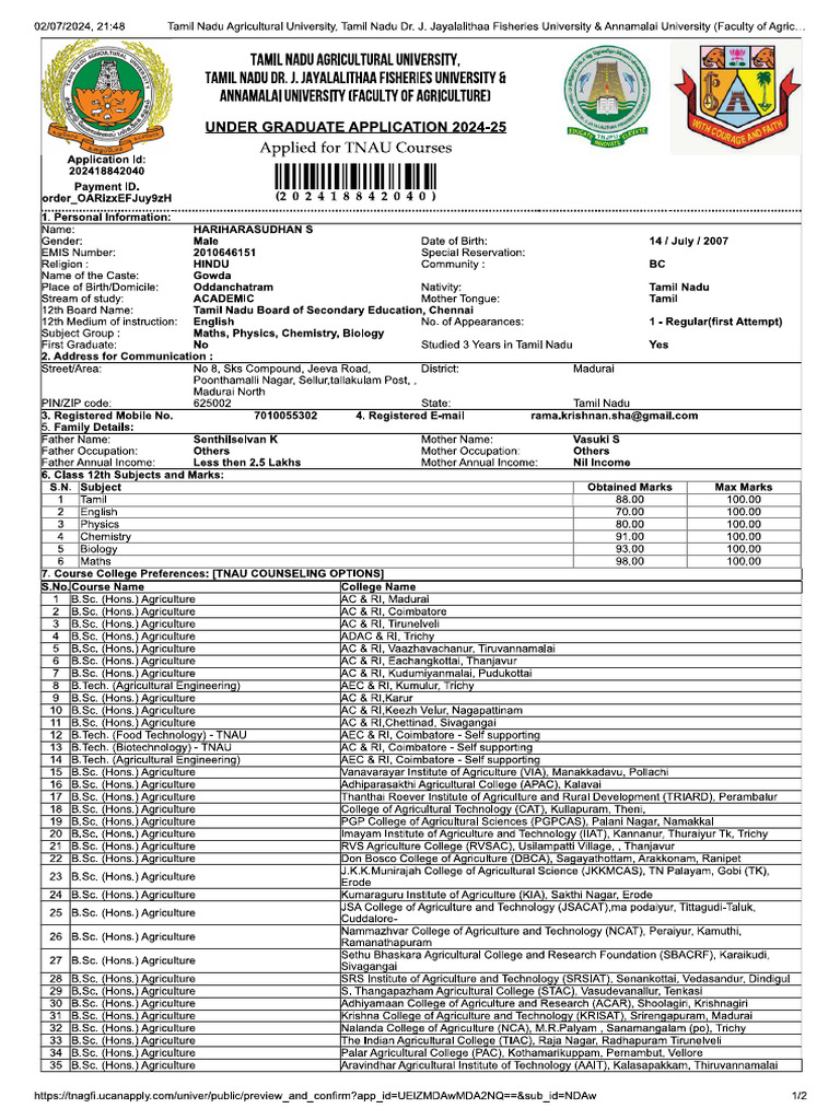 Agri Application Form | PDF