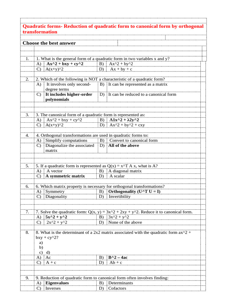 (Hariharasudhan.s) Quadratic Forms - Reduction of Quadratic Form To Canonical Form by Orthogonal ...