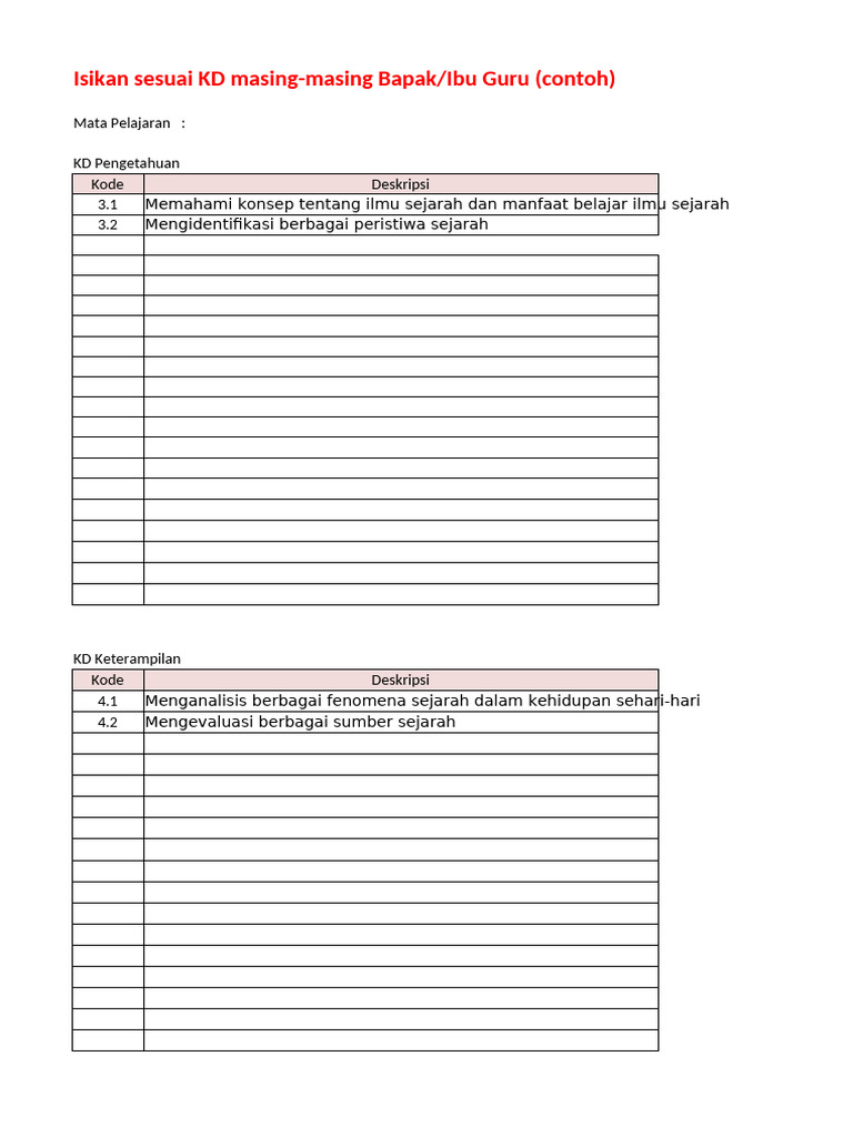 Format Nilai Sejarah Indo x Tkr 2 (1) | PDF