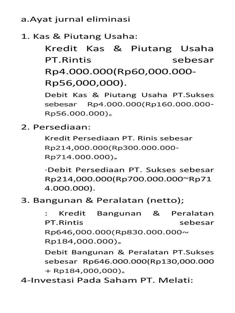 Kredit Kas & Piutang Usaha PT - Rintis Sebesar Rp4.000.000 (Rp60,000. ...