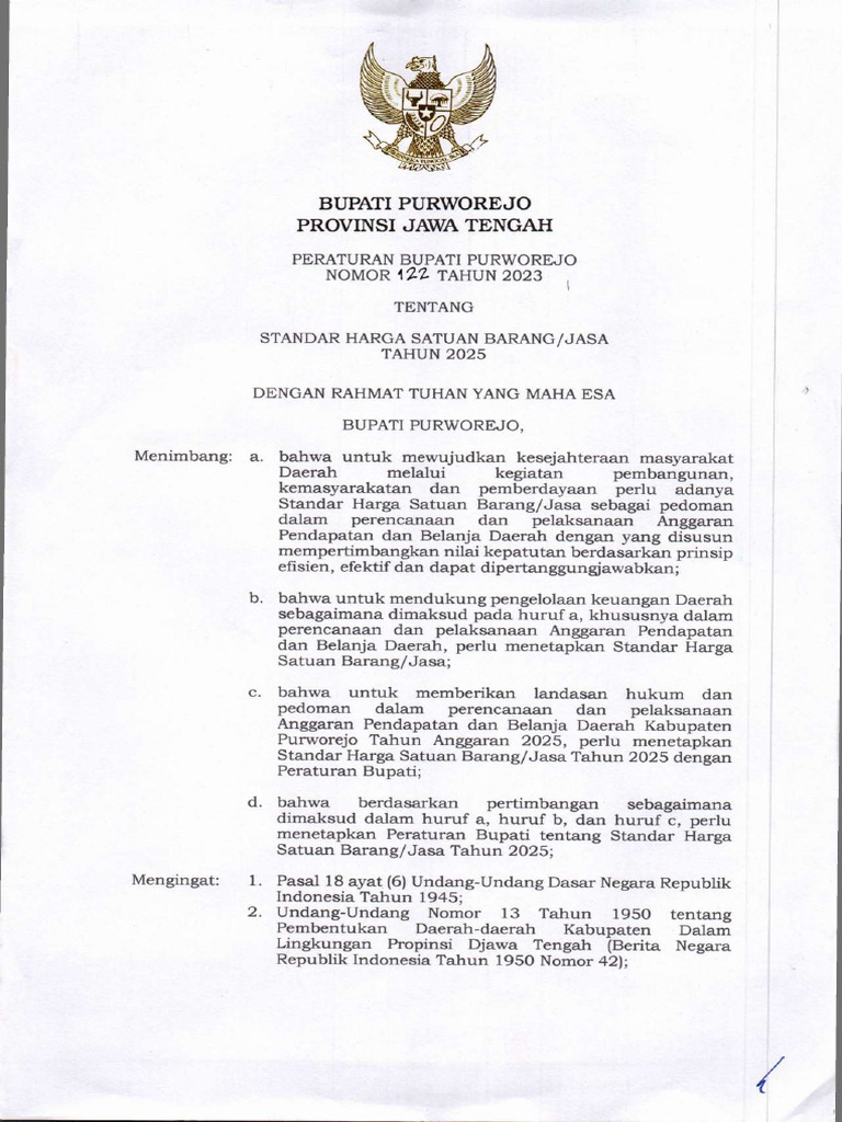 Perbup SSH Tahun 2025 | PDF