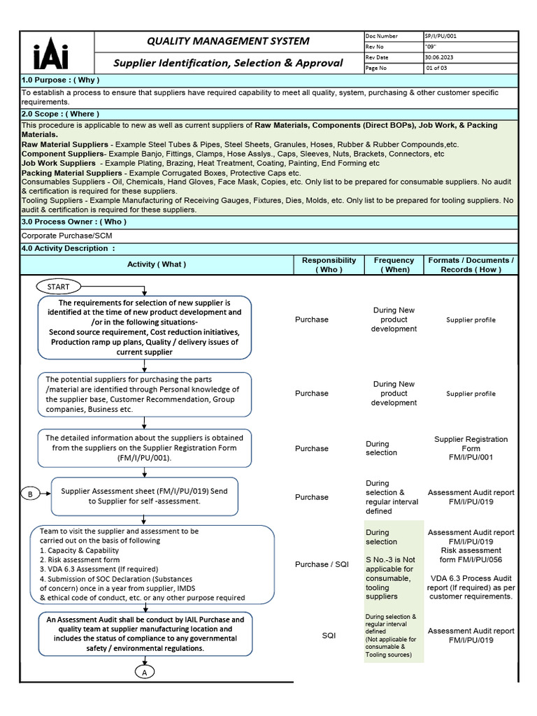 Supplier Selection and Approval Process | PDF | Audit | Pipe (Fluid ...