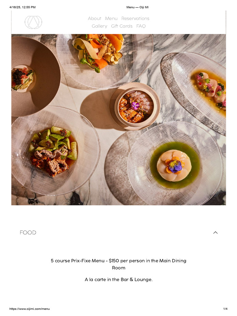 Prix Fixe Menu Oiji MI | PDF | Foods | Cuisine