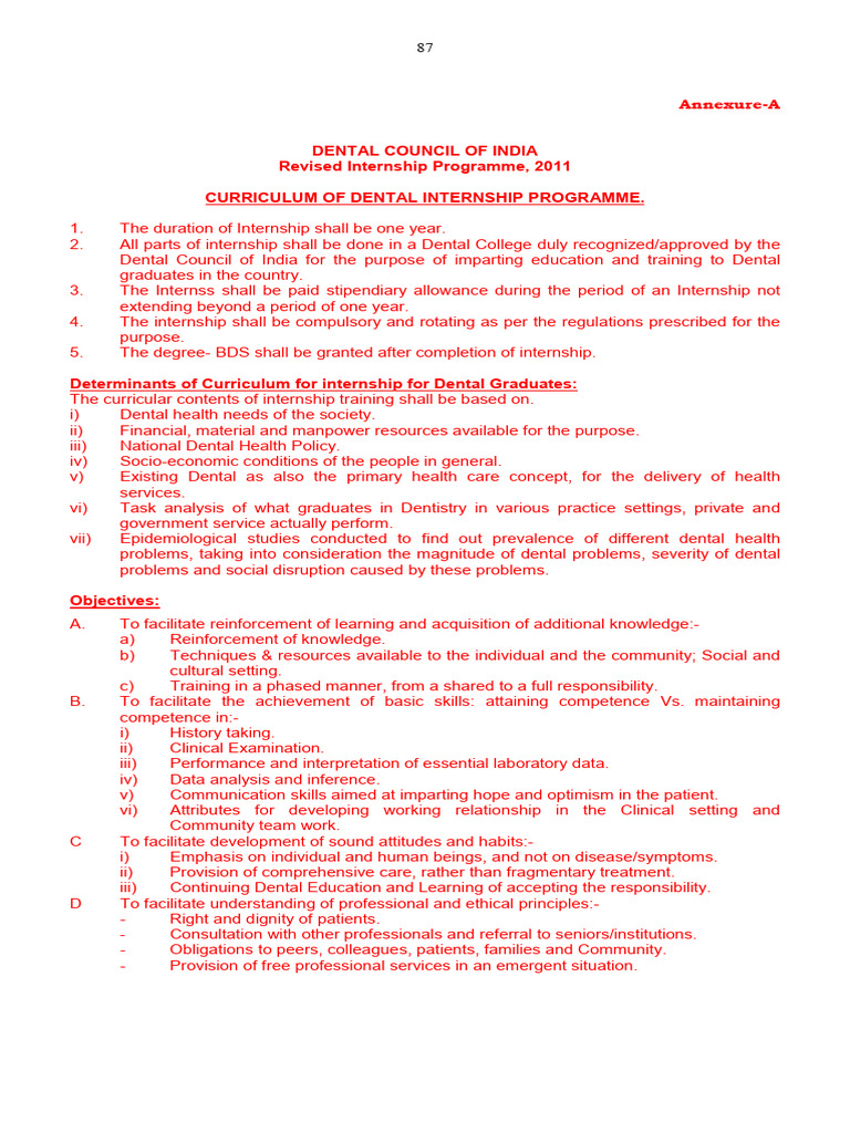 Intern File Pages From Revised - BDS - Course - Regulation - 2011 | PDF | Dentistry | Medical ...