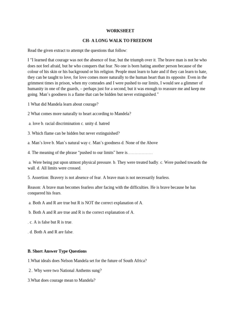 XB Worksheet Nelson Mandela | PDF