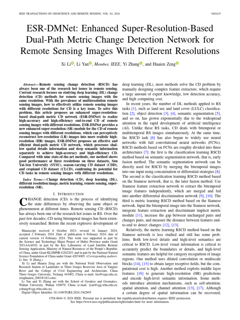 26 ESR-DMNet Enhanced Super-Resolution-Based Dual-Path Metric Change Detection Network For ...