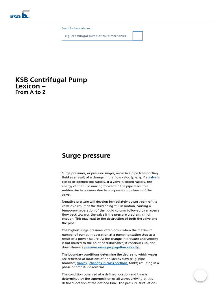 Surge pressure | PDF | Pressure | Pump
