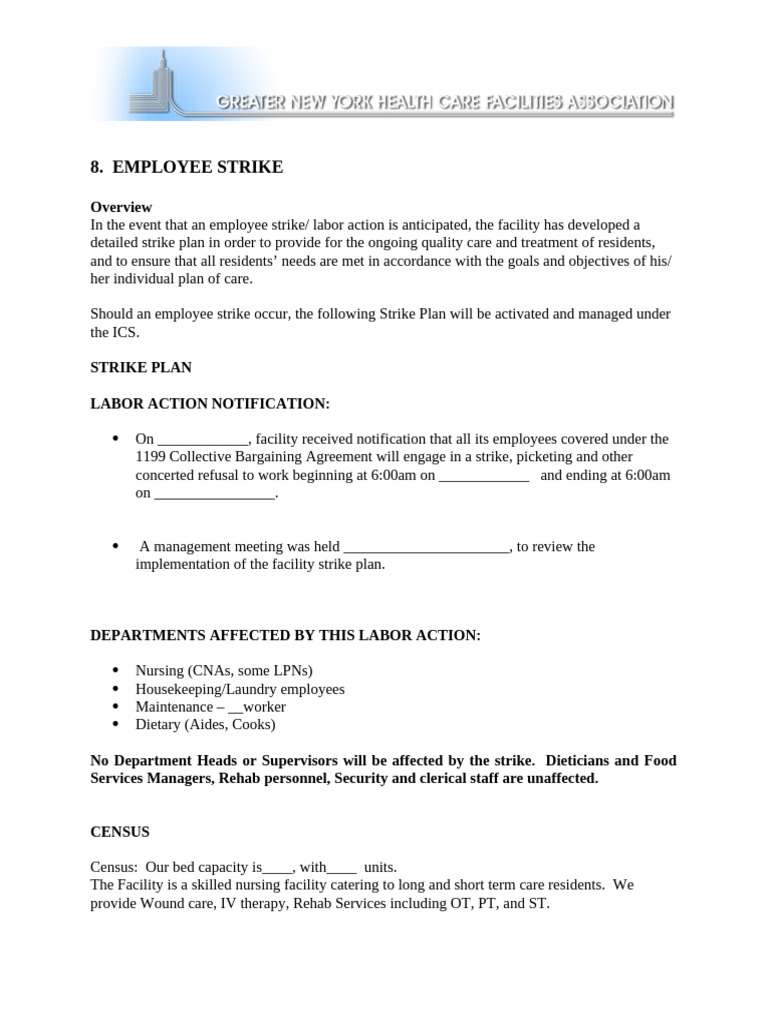 Employee Strike Plan for Care Facilities | PDF | Physical Therapy ...