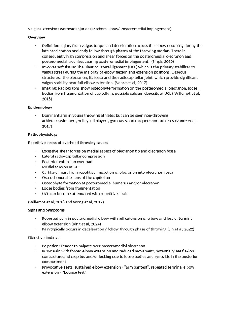 Valgus Extension Overhead Injuries | PDF | Elbow | Musculoskeletal System