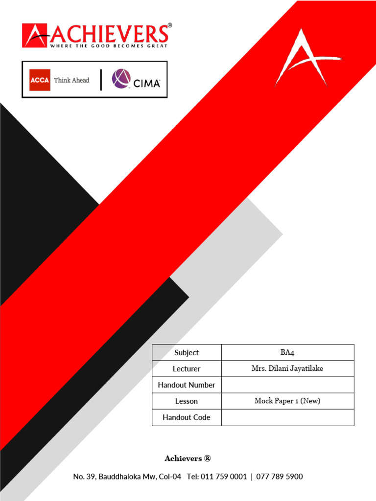 Mock Paper BA4 | PDF