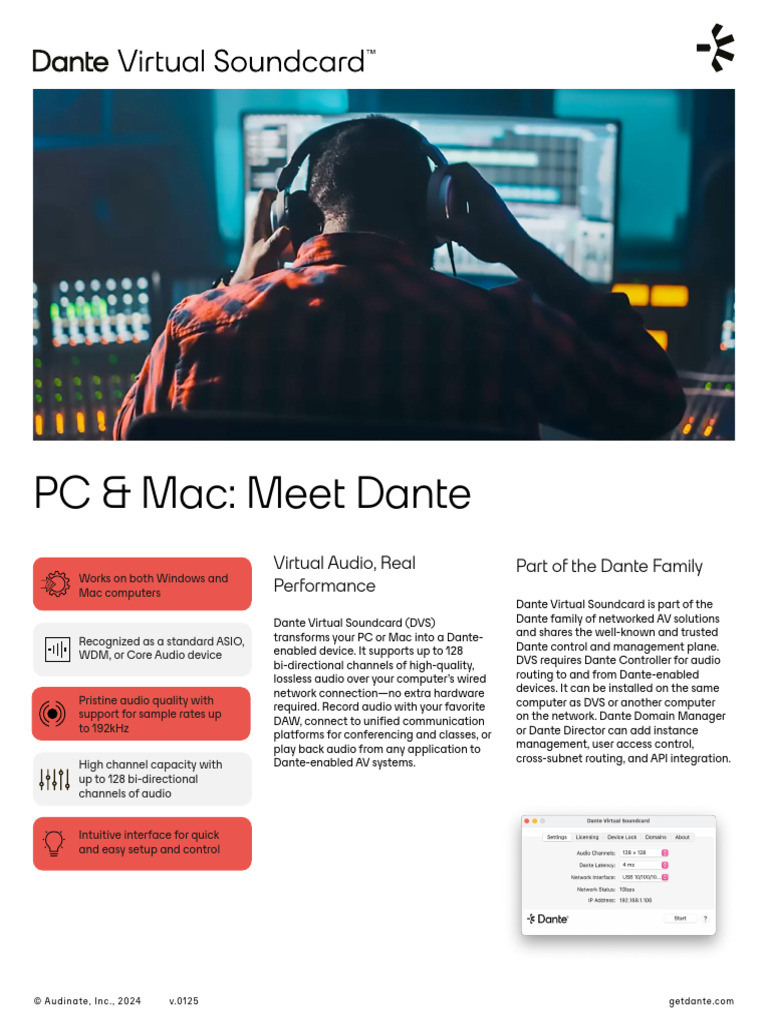 Dante Virtual Soundcard - Datasheet | PDF | Computer Network | Computing