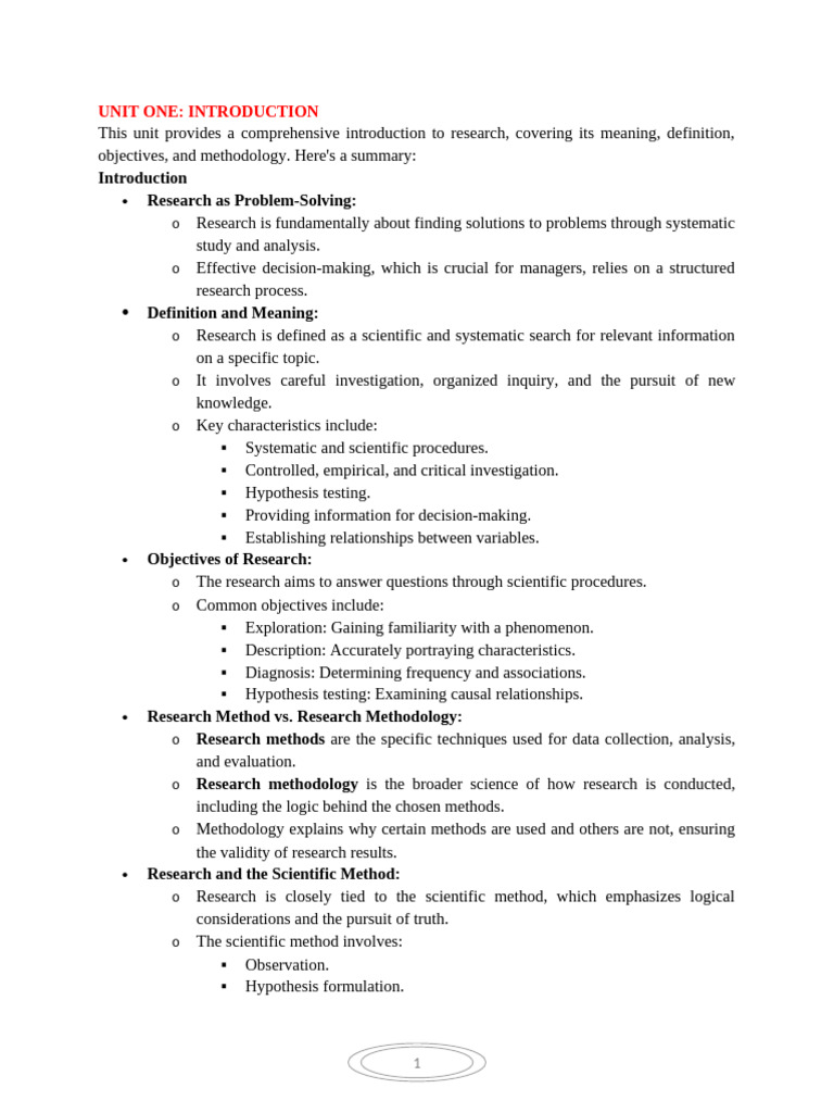 BRM SUMMARY NOTE | PDF | Sampling (Statistics) | Scientific Method