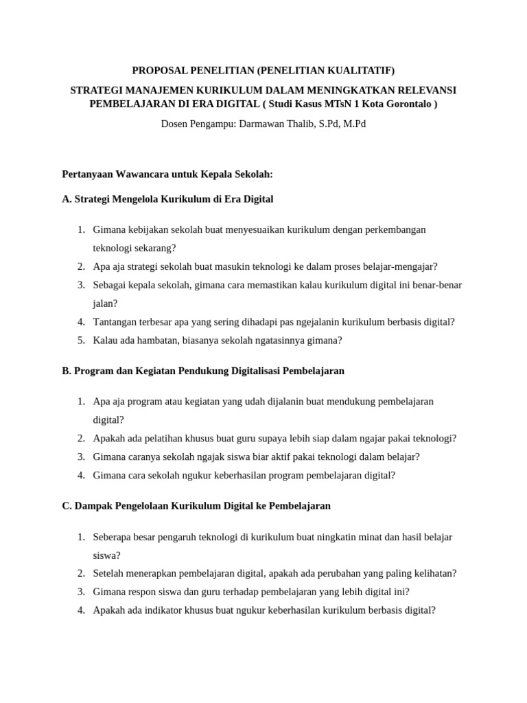 Instrumen Wawancara Kualitatif Rafly | PDF