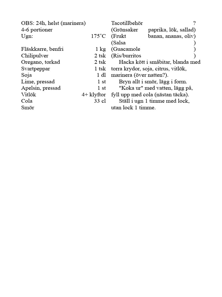 Carnitas, Cola | PDF