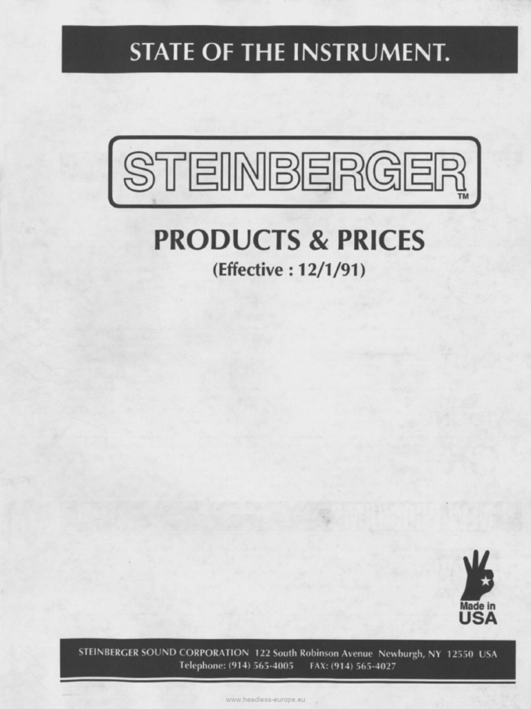 1991 Steinberger Products Prices Web | PDF