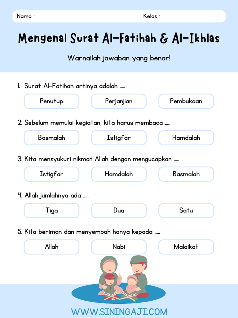 Worksheet Tracing Mengenal Surat Al Fatihah Dan Al Ikhlas | PDF
