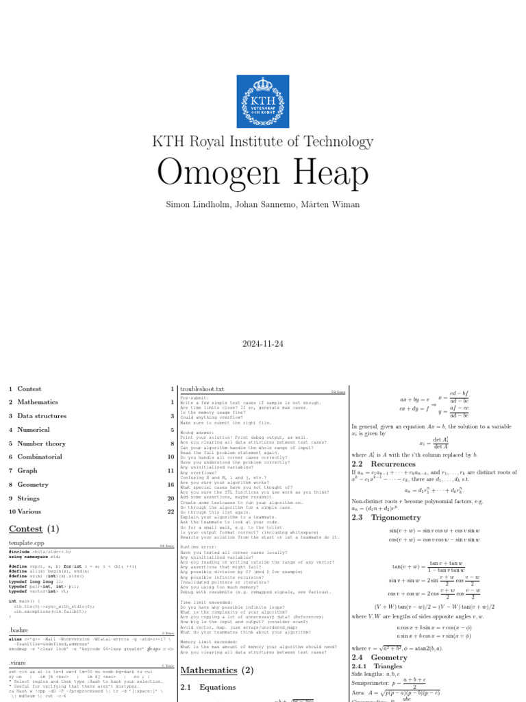 Kactl | PDF | Mathematics | Computer Programming