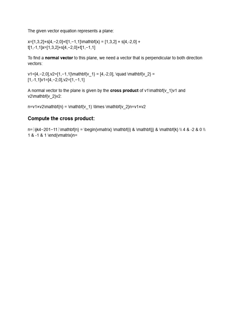Normal Vector from Plane Equation | PDF