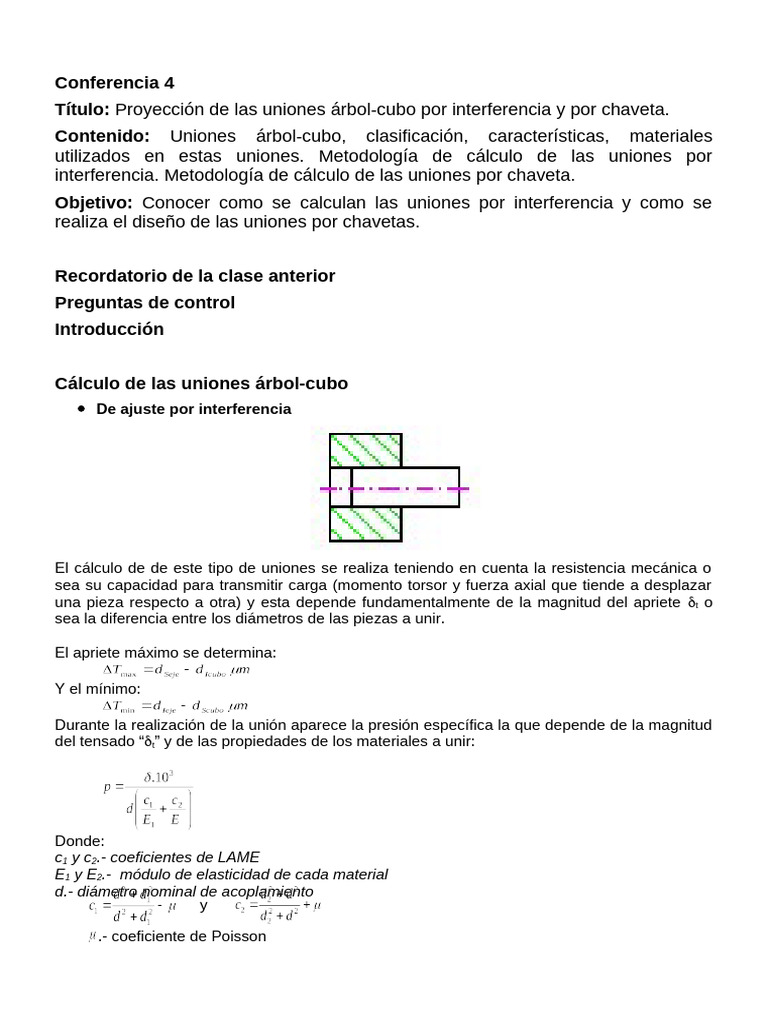 Conferencia 4 Uniones arbol-cubo interferencia y chaveta | PDF | Mecánica | Rieles