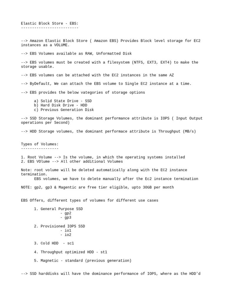 Day09 - Elastic Block Store - EBS | PDF | Hard Disk Drive | Solid State Drive