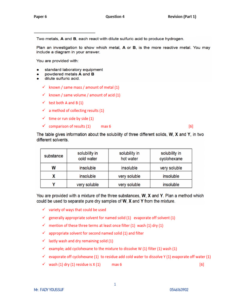 Paper 6 Question 4 Revision Part 1 Answera | PDF | Gases | Applied And ...