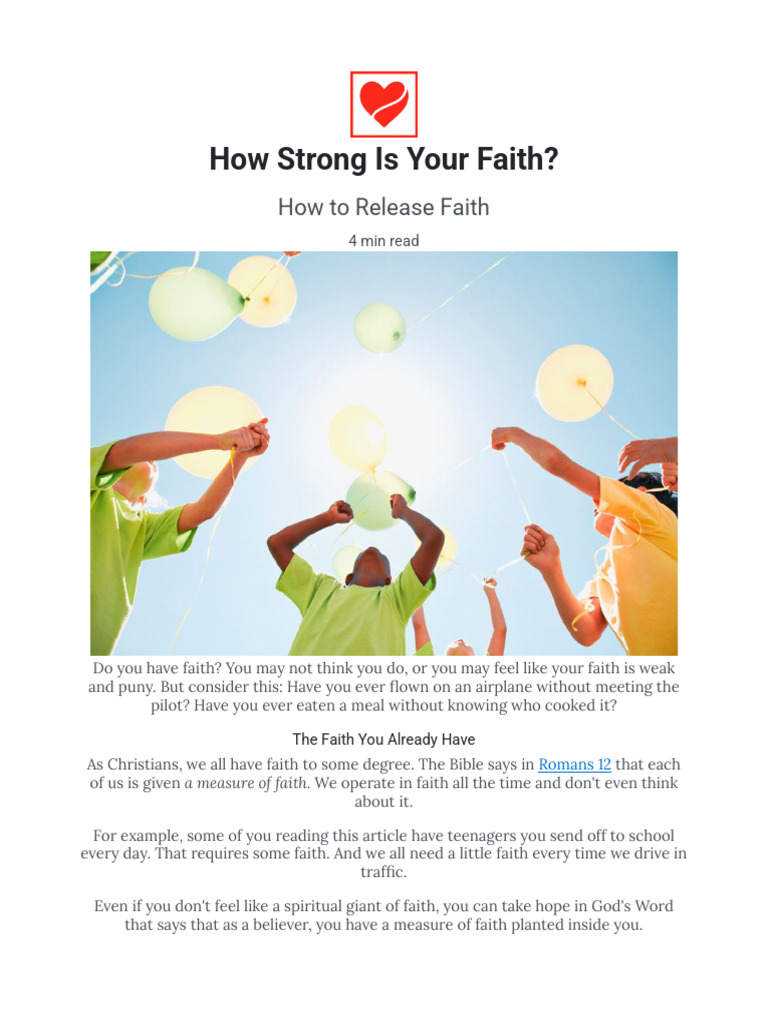 Strengthening and Releasing Your Faith | PDF | Faith | Jesus