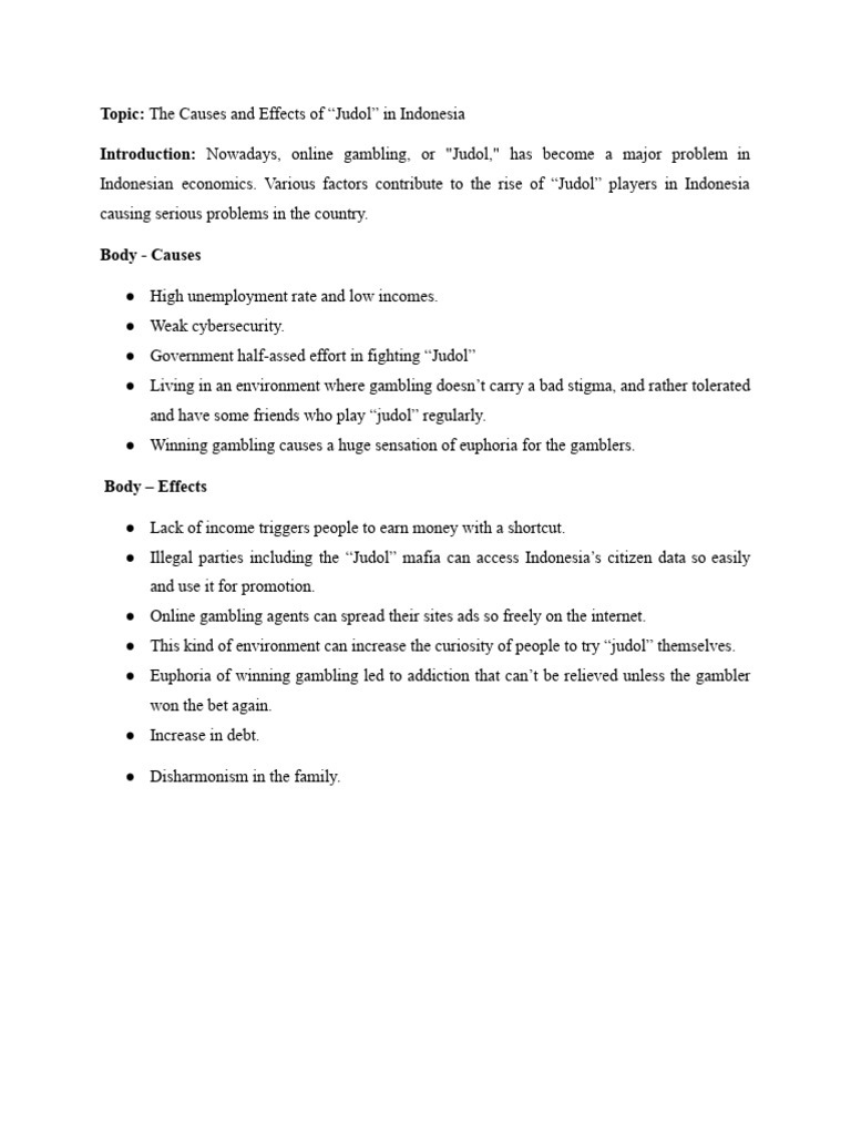 Surya Adhirajasa - Draft Causes & Effects | PDF | Gambling | Problem ...