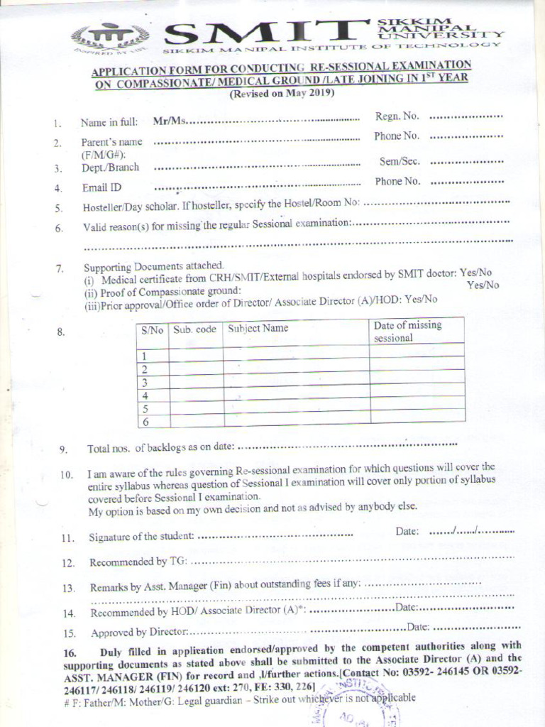 Application Form For Re-Sessional | PDF