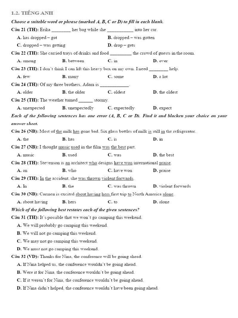 600 Bai Tap Mon Tieng Anh on Thi Danh Gia Nang Luc Dhqg Tp Hcm Phan 2doc 1600 PDF.gdrive.vip | PDF