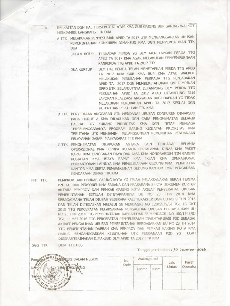 Radiogram Mendagri P3D.2 | PDF