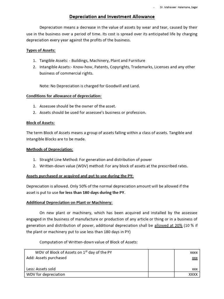 Depreciation - A & F ITR-1 | PDF | Depreciation | Balance Sheet