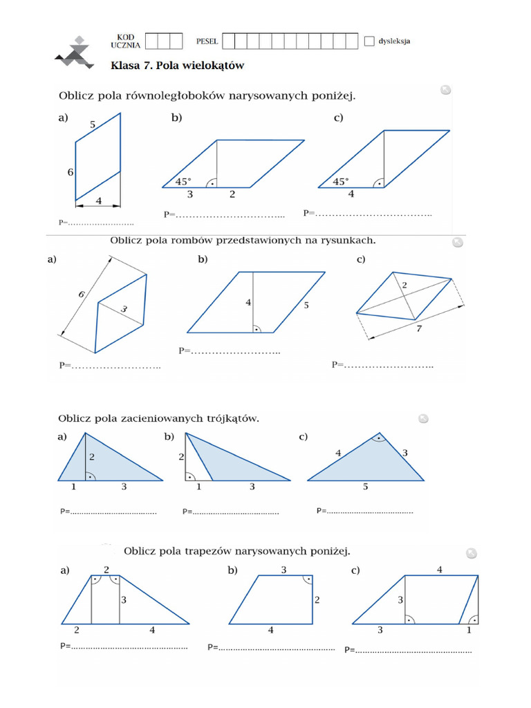 Pola Wielokatów | PDF
