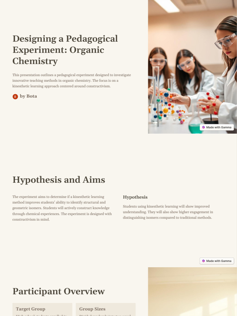 Kinesthetic Learning in Organic Chemistry | PDF | Experiment | Pedagogy