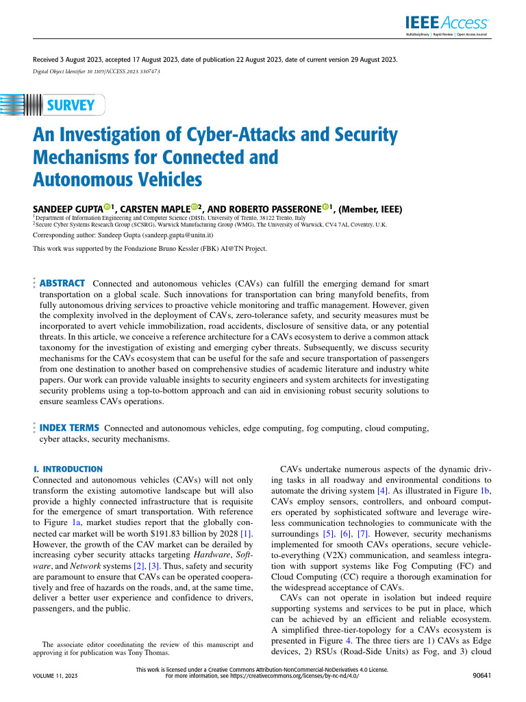 An Investigation of Cyber-Attacks and Security Mechanisms For Connected ...