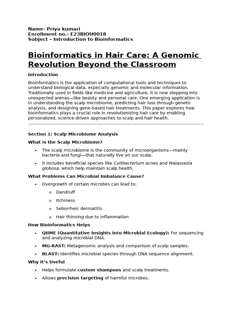Bioinformatics Revolution in Hair Care | PDF | Bioinformatics | Hair Loss