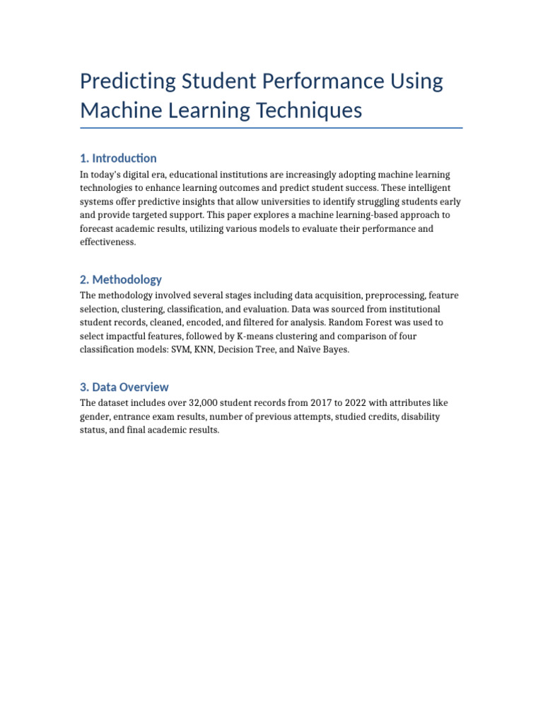 Student Performance Prediction Rewritten | PDF