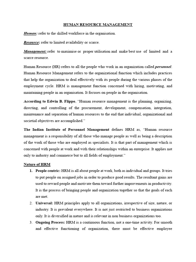 Overview of Human Resource Management | PDF | Human Resource Management ...