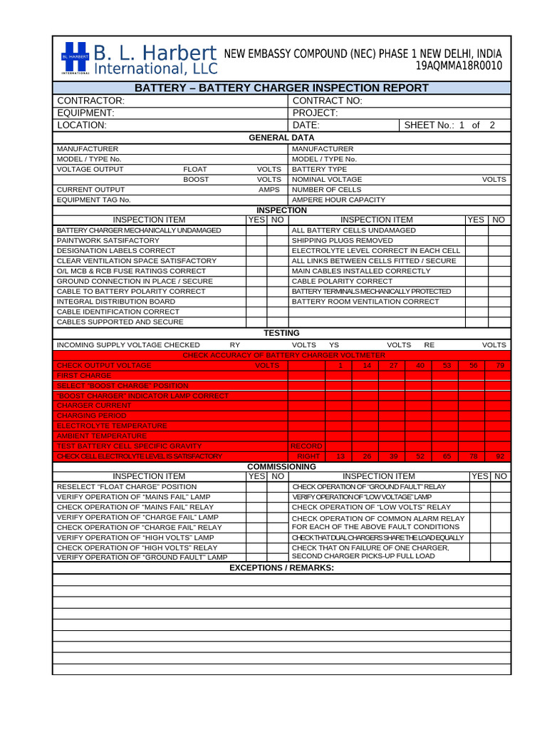 Battery Charger Inspection Report | PDF | Battery Charger | Relay
