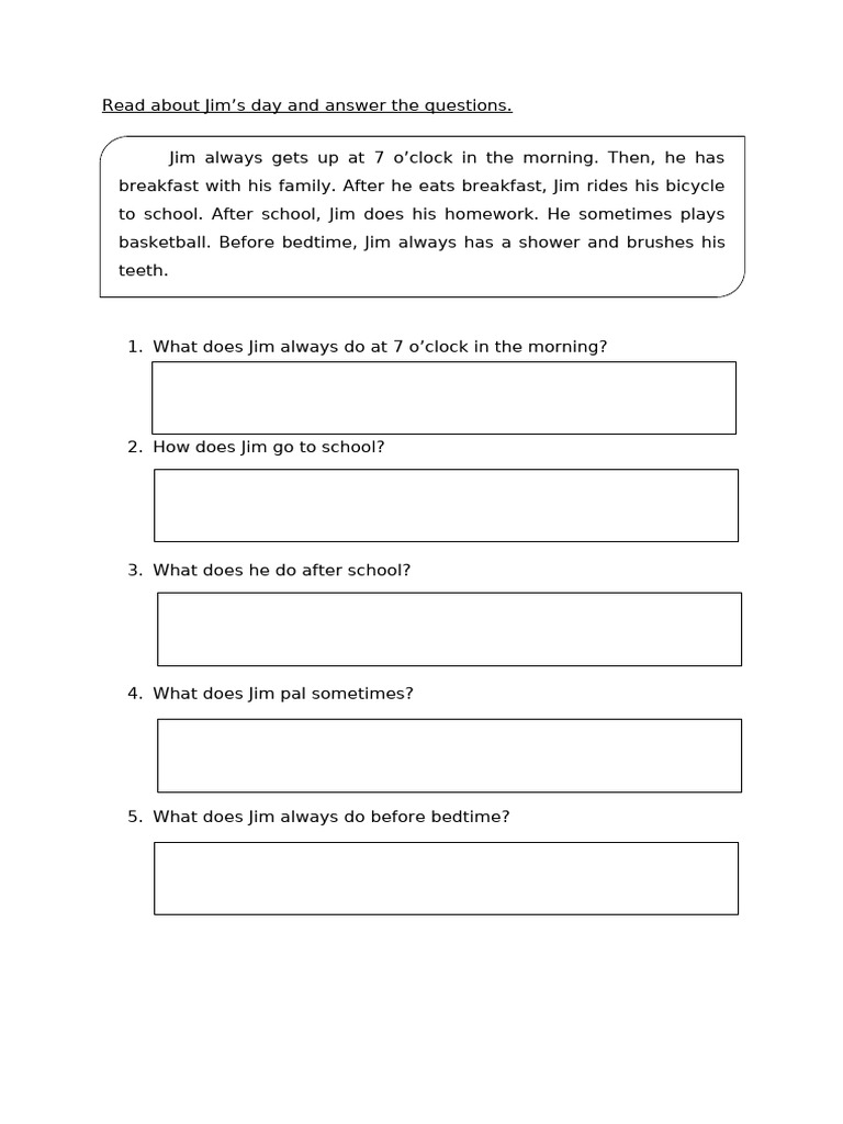 Year 3 Jim's Day | PDF