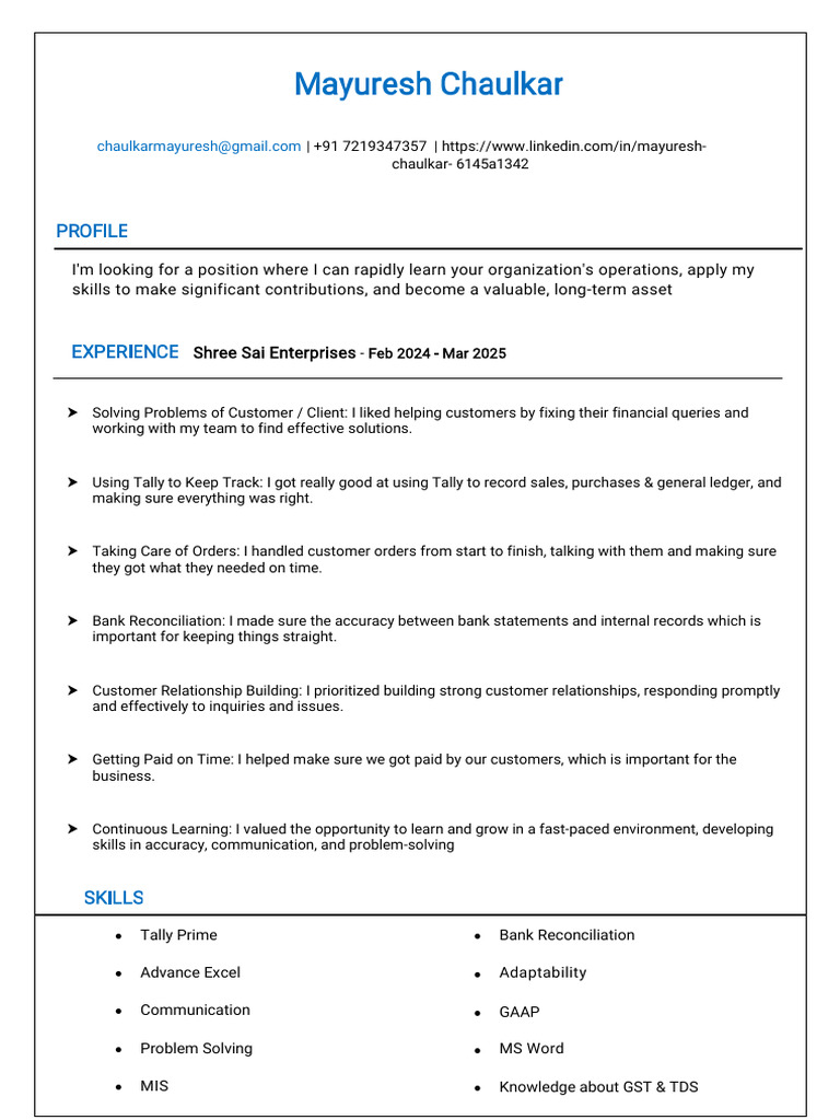 Accounts Manager Resume Overview | PDF