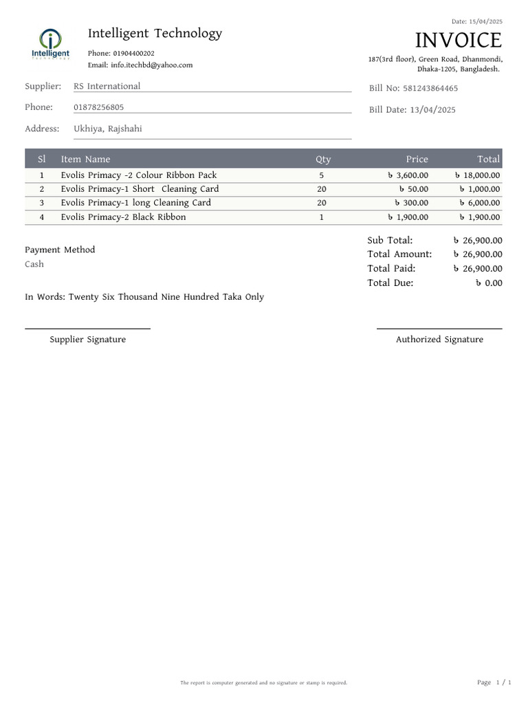 RS International Invoice Summary | PDF | Payments