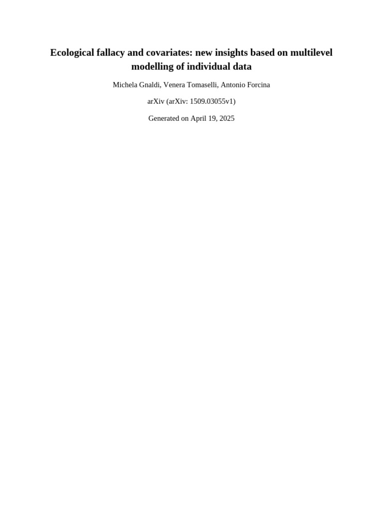 Ecological Fallacy and Covariates New Insights Ba | PDF | Regression ...