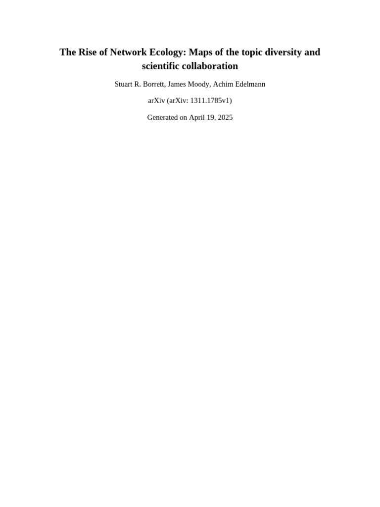 The Rise of Network Ecology Maps of The Topic Div | PDF | Ecology ...