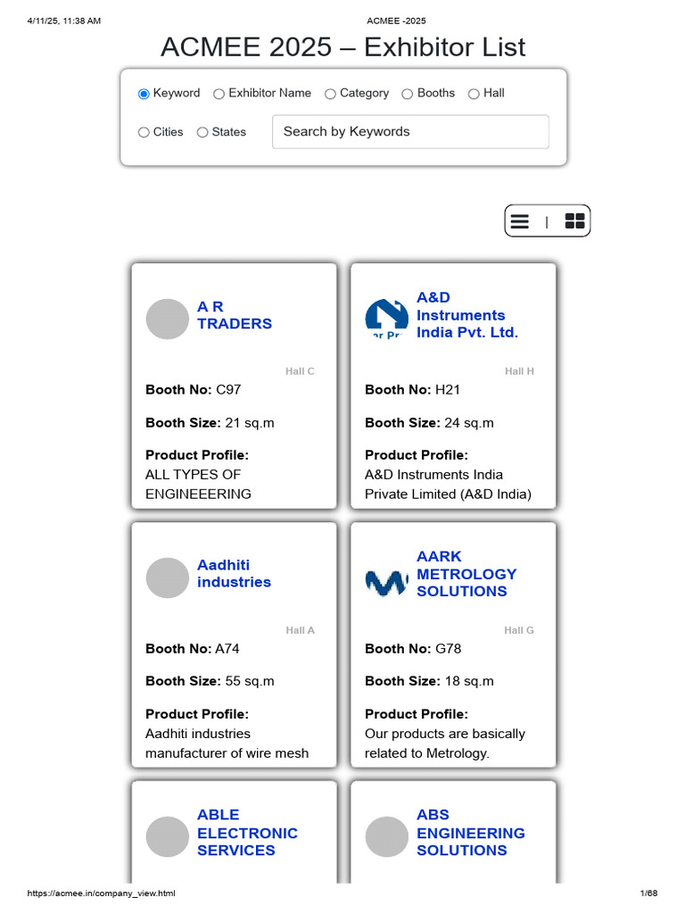 ACMEE - 2025 Exhibitor List | PDF | Numerical Control | Mechanical Engineering