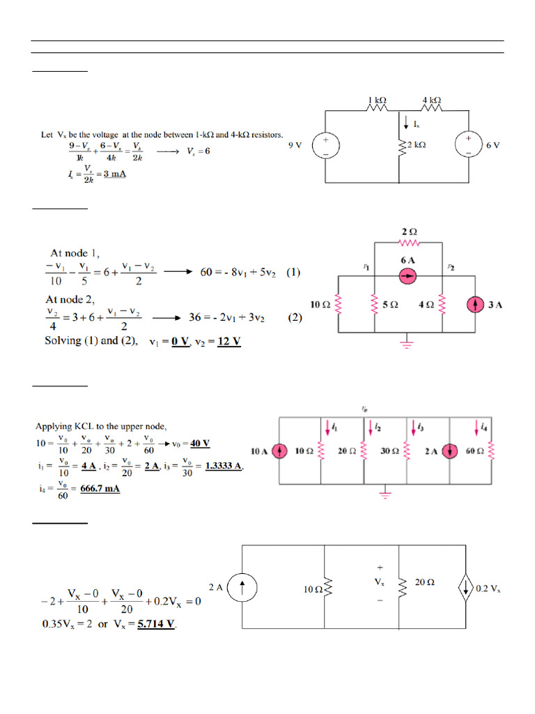 EE211-Tutorial - 2-Nodal & Mesh Analysis (1) (2) | PDF | Electrical Network | Electronic Circuits