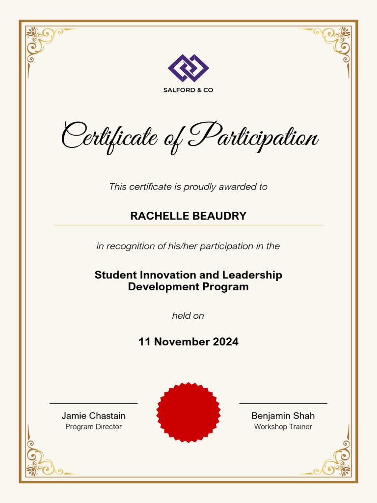 Rachelle Beaudry's Innovation Certificate | PDF